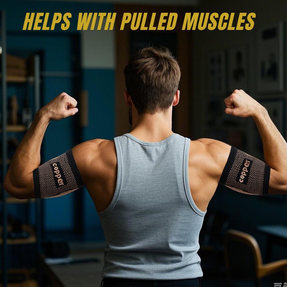 1 Pair Upper Arm Bicep Compression Sleeve Tendonitis Brace for Pain ...