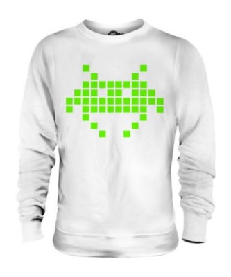NEON SPACE INVADER UNISEX RETRO PRINT SWEATER GAMER 70S 80S 90S GEEK ...