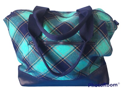 New Land's End 'Flannel Weekender' Duffle Bag In Teal Plaid, 18" x 8" x ...