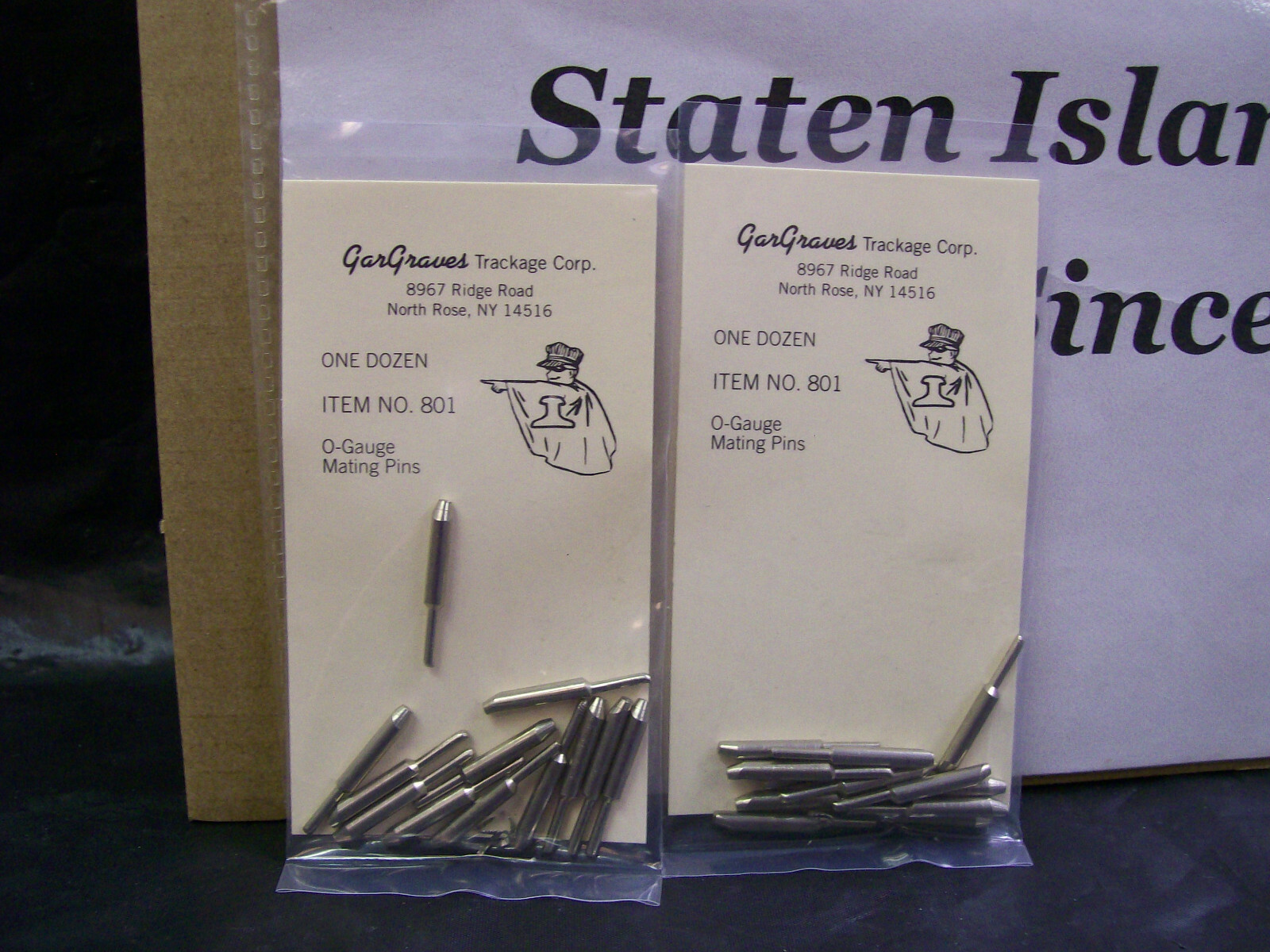 Lot of 2 Packages 24 Gar Graves # 801 Metal O Gauge Track Mating Pins ...