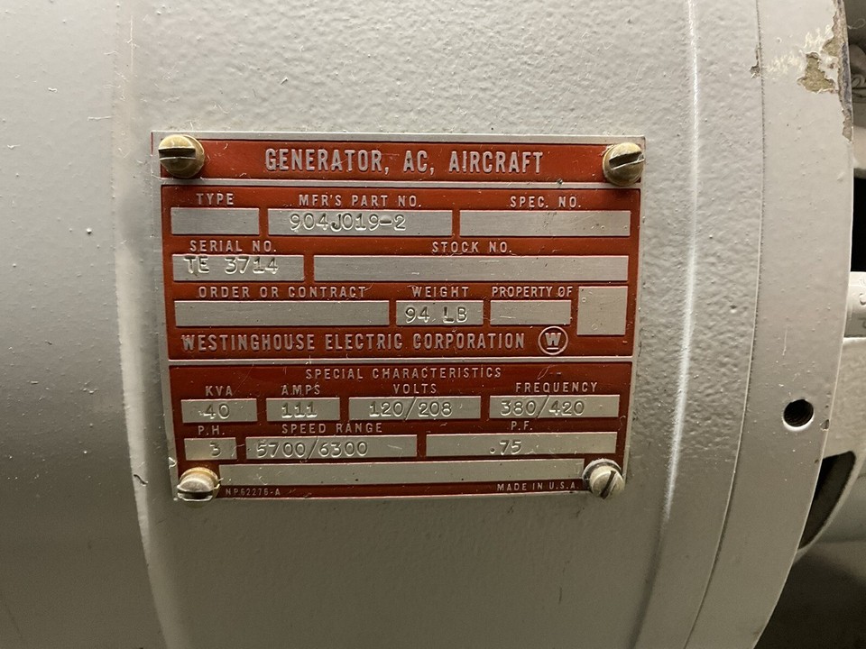 New PN. 904j019-2 40kva Aircraft 3-Phase AC Generator 380/420 Freq 120 ...