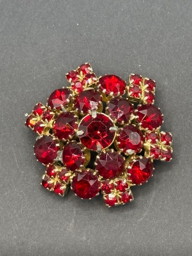 LARGE ANTIQUE RED RHINESTONE PIN | eBay