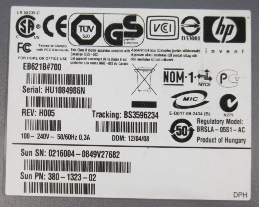 Sun Microsystems Data Storage DAT72 LVD SCSI External Tape Drive 380 ...