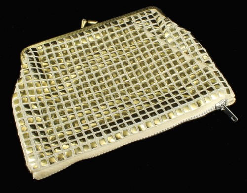 Fabulous Mod Vintage Fun Clutch Purse Slinky Mesh Blocks Gold Tone Con ...