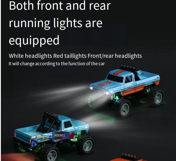 Mini Rc Monster Truck, Small 1:64 Scale Rc Cars Kids Toys with Lights ...
