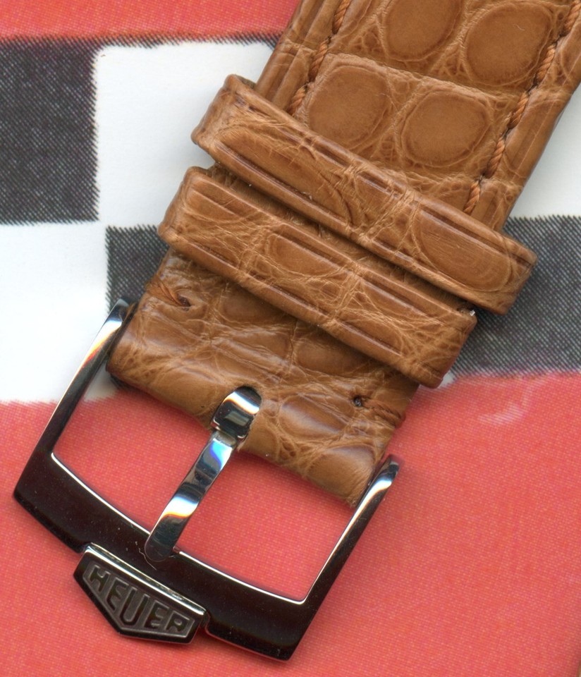 GEN. MB ALLIGATOR COGNAC STRAP 18mm LEATHER & GENUINE TAG HEUER STEEL ...