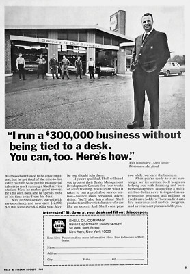 SHELL OIL—GAS STATION FRANCHISING—VINTAGE 1960s MAGAZINE ADVERTISEMENT ...