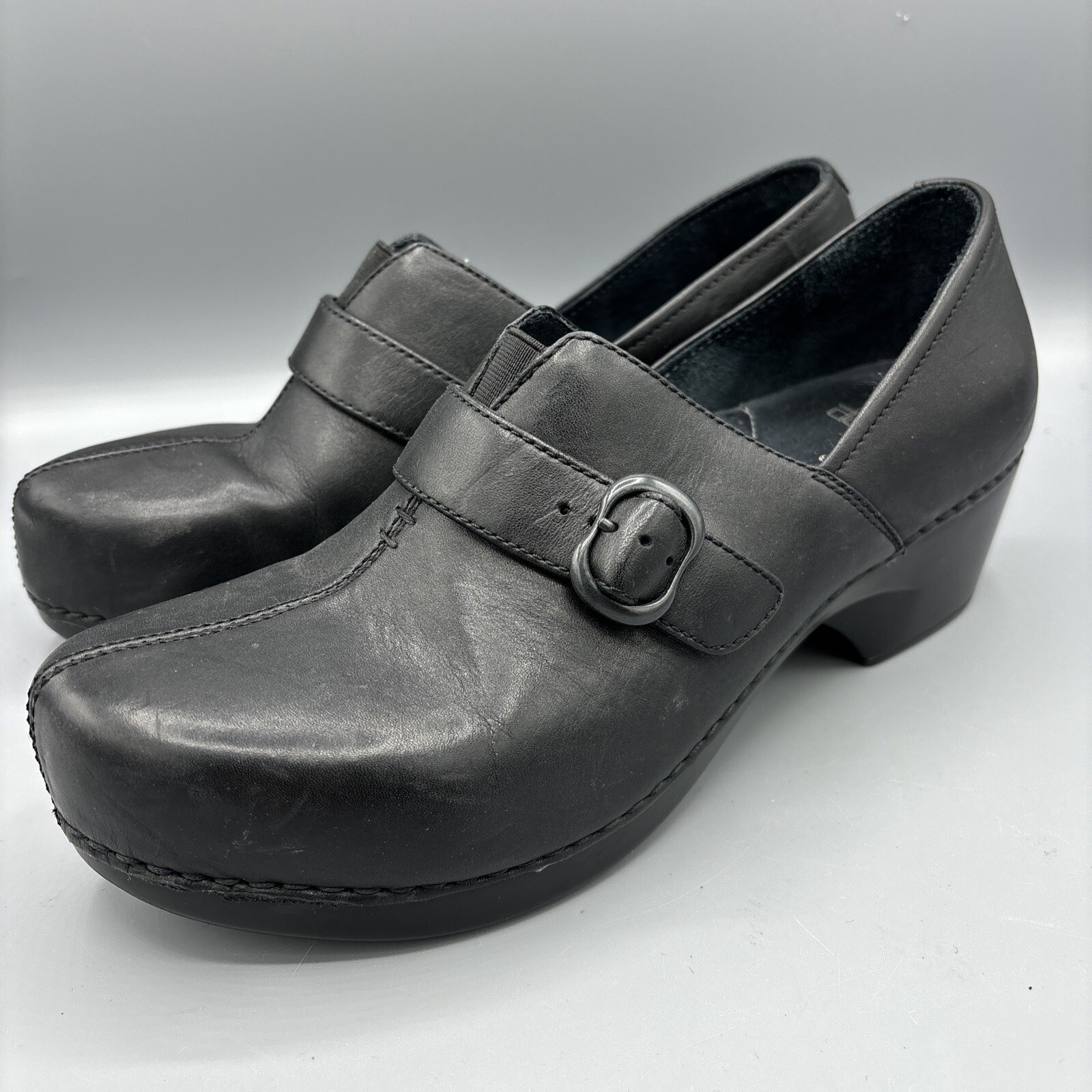 Dansko Tamara Ventura Black Leather Clogs Women’s Sho… - Gem