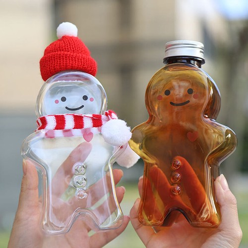 Cute Gingerbread Man Drinking Cup Shaker Drink Bottle Milk Tea Water ...