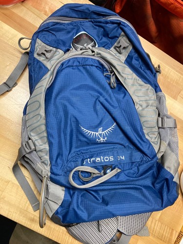 Osprey Stratos 34 Unisex Hiking Backpack Rucksack Blue Gray EUC Small ...