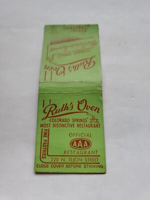Ruth's Oven Colorado Springs Distinctive Restaurant Matchbook Cover | eBay
