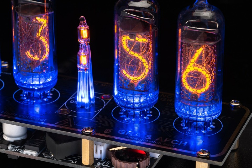 Nixie Tube Clock IN-14 Tubes Column Sockets USB Temp sensor Black ...