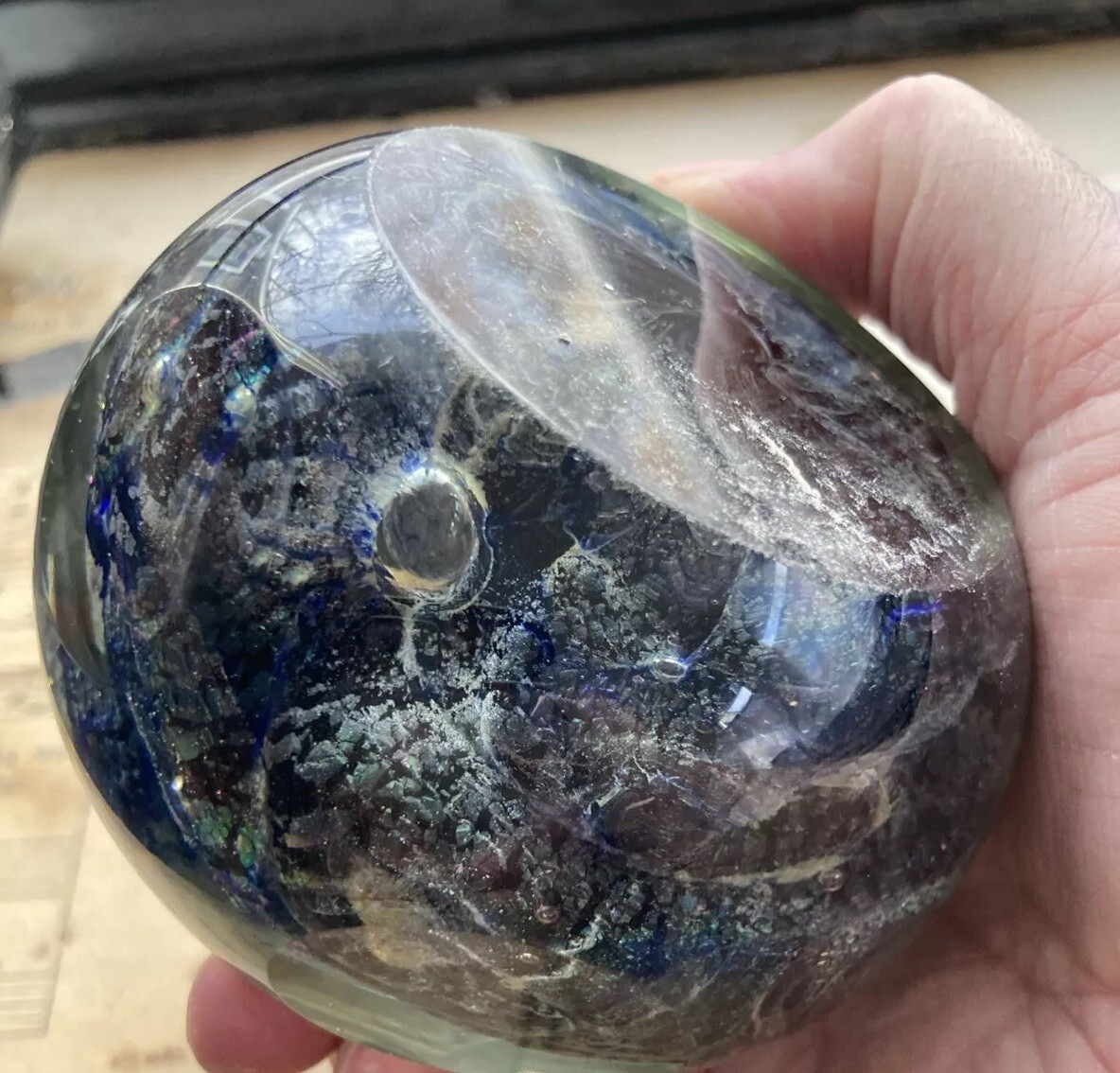 1975 Signed John Bingham Art Glass Universe Multicolored Faceted Cut ...