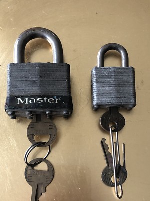 Lot 2 VINTAGE STEEL METAL MASTER LOCK USA WITH KEYS, TWO LOCKS | eBay
