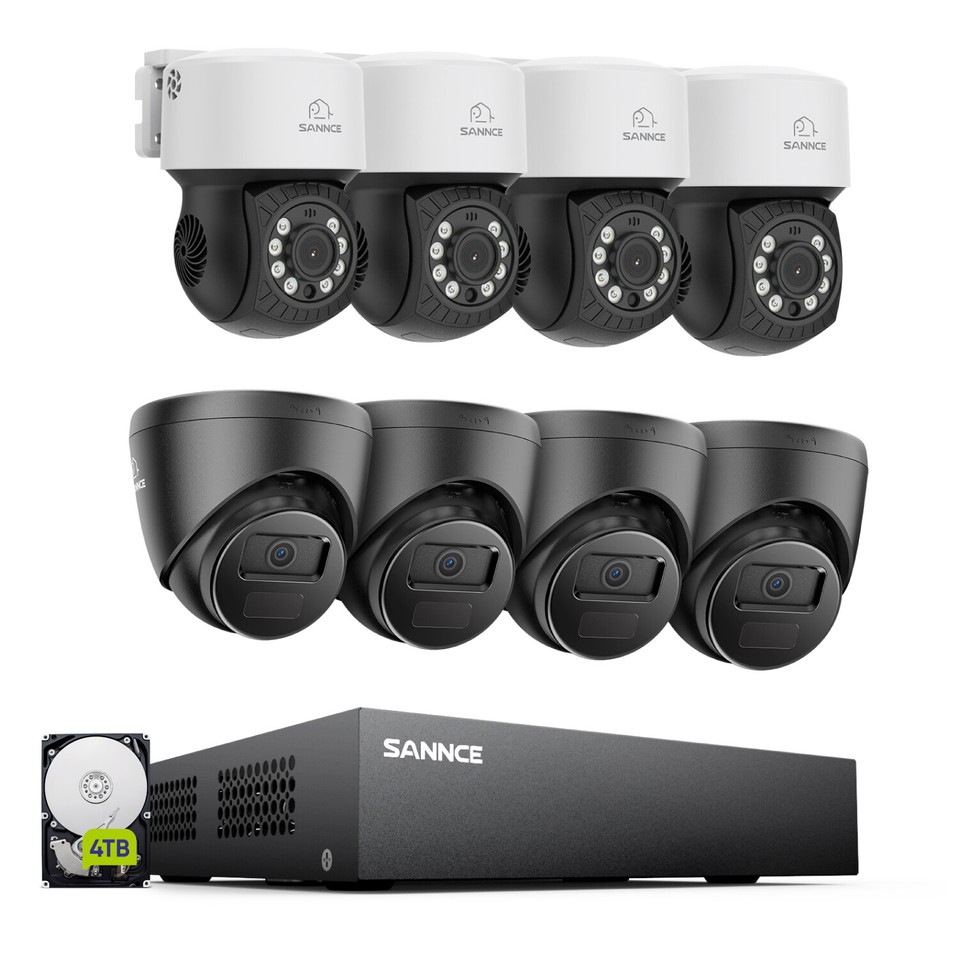 SANNCE 8CH DVR 1080P Pan&Tilt CCTV Security Camera System AI Human ...