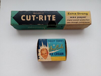 Vintage Scott Cut Rite Wax Paper & Bing Crosby Ice Cream Empty ...