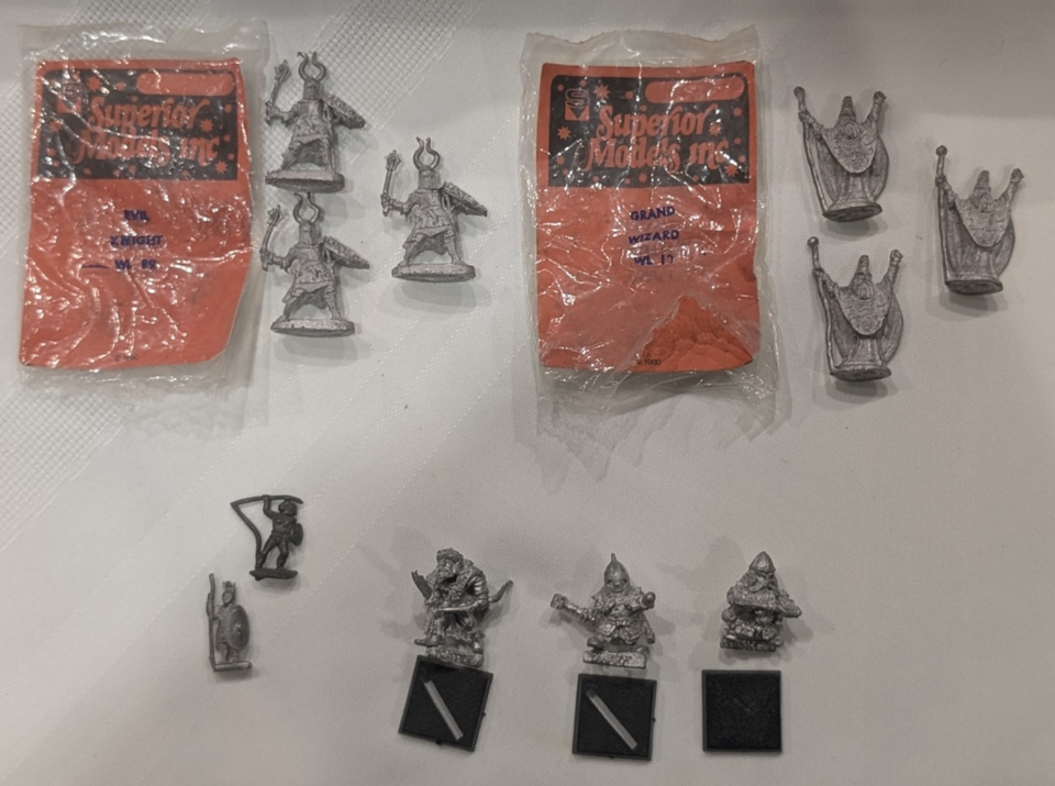 11 pc. VTG METAL MINIATURES Grand Wizard, Evil Knight, Warhammer Dwarf ...