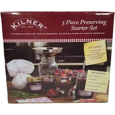 Kilner 5 Piece Preserving Starter Set - Colander, Funnel, Muslim ...