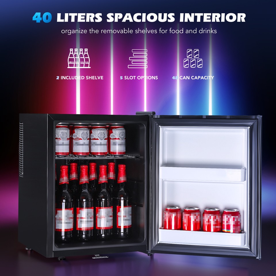 40L Black Tabletop Mini Fridge & Ice Box Freezer, Beer & Drinks Cooler ...