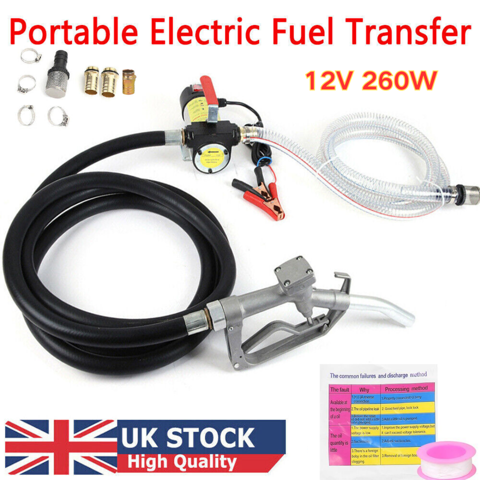 12v ELeCTRIC DIESEL FUEL TRANSFER PUMP OIL DISPENSER 45L/MIN FUEL ...
