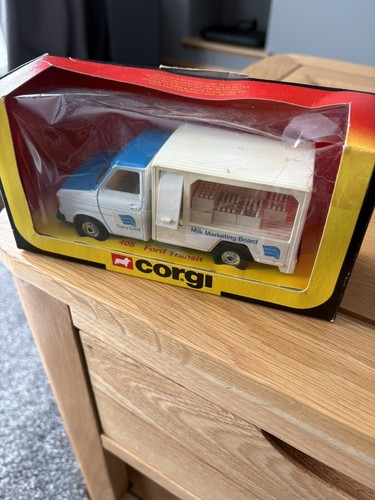VINTAGE CORGI 405 FORD TRANSIT MILK FLOAT WHITE / BLUE VAN DIECAST ...