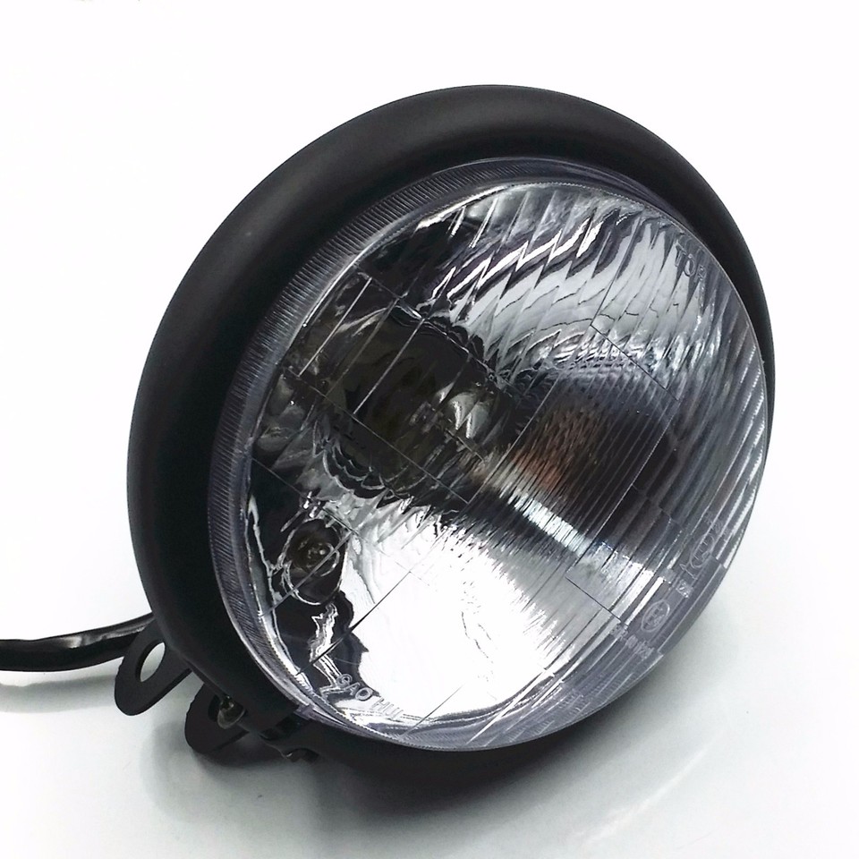 Black Retro motorcycle Headlight Head Lamp For Cafe Racer Chopper ...
