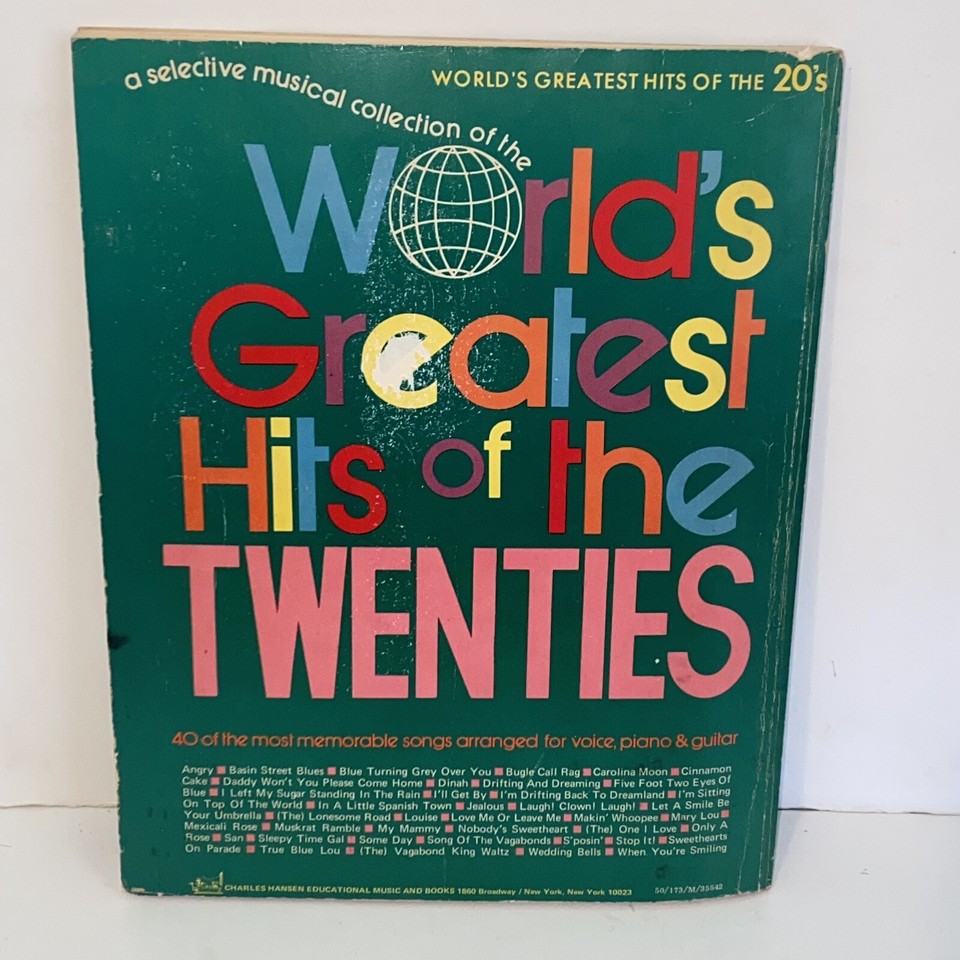 1972 World's Greatest Hits Of The Twenties Piano Vocal Sheet Music Song ...