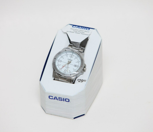 Casio Men's Stainless Steel Watch, WR 50m, Date. White Dial - MTPVD01D ...