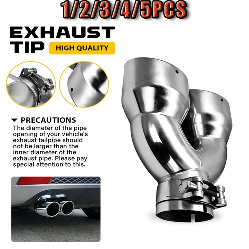 Universal Car Exhaust Pipe Curved Chrome Dual Exhaust Tip 2.5 inch ...