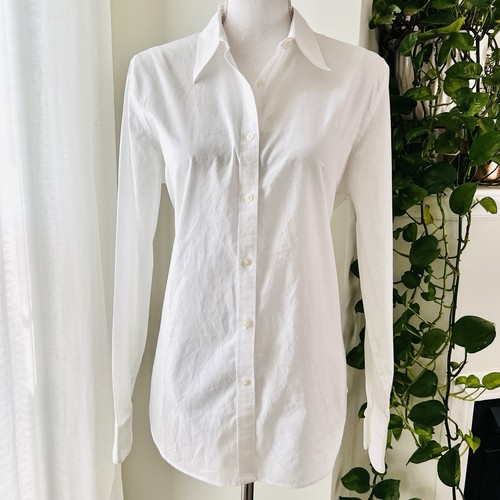 Lauren Ralph Lauren White Wrinkle Free Long Sleeve Button Down Blouse ...