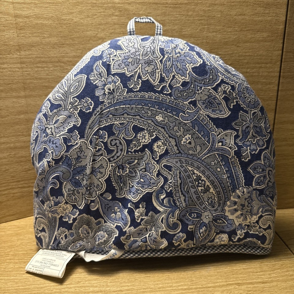 April Cornell Tea Cozy reversible, blue, paisley, floral, teapot cover ...
