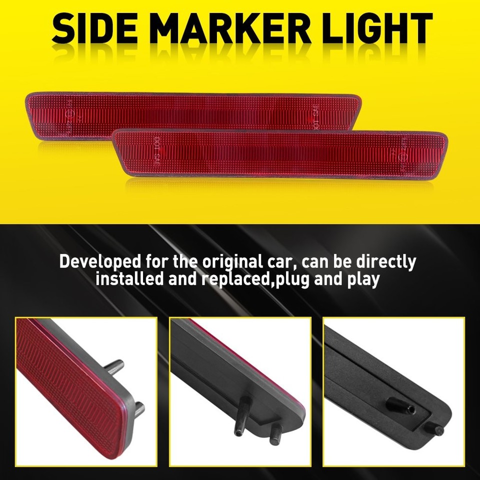 2-20X Red Smoke Red Fender Side Marker Light Cover For 1999-2004 Ford ...