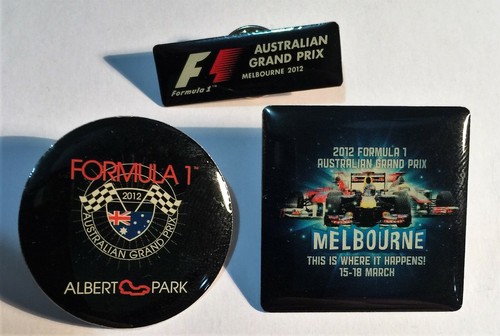 3 x Formula 1 Grand Prix, Quality Metal Car Badges, Hat Pins, Lapel Pin ...