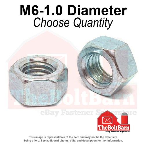 M6-1.0 Class 8 Finished Hex Nut Zinc Clear Coarse Thread (Pick Quantity ...