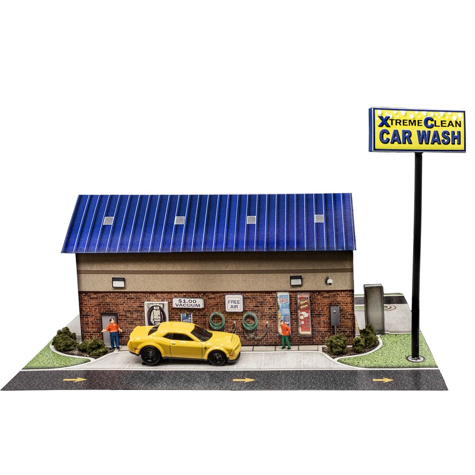 1/64 Xtreme Clean Car Wash Photo Real Scale Kit Hotwheels Scenery Track ...