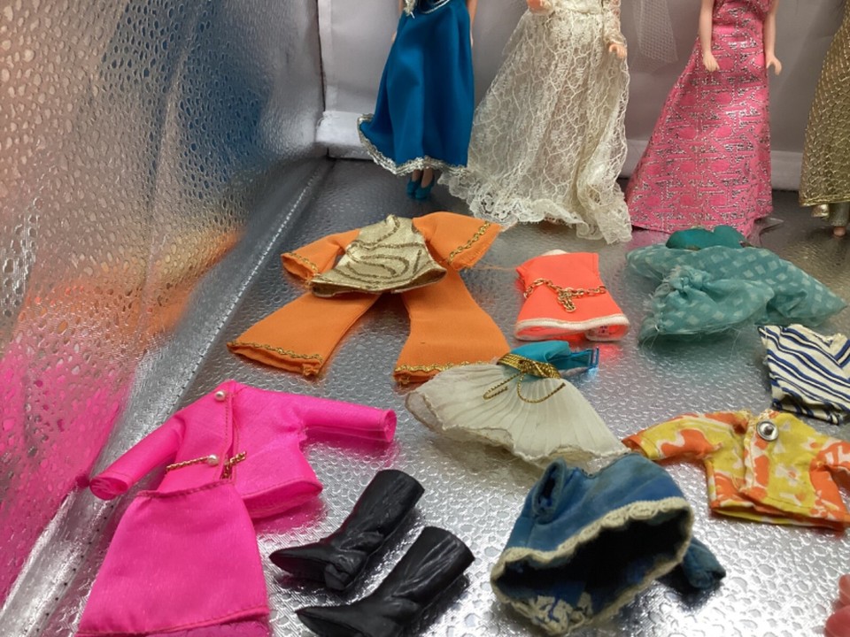 Vintage LOT of 5 1970s Dawn Dolls Plus Clothing Accessories Hair side ...