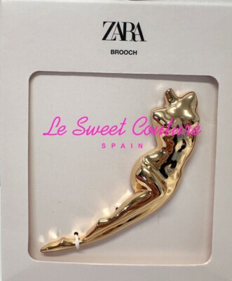 ZARA WOMAN NWT SS24 METAL TORSO BROOCH GOLDEN 1856/052 | eBay