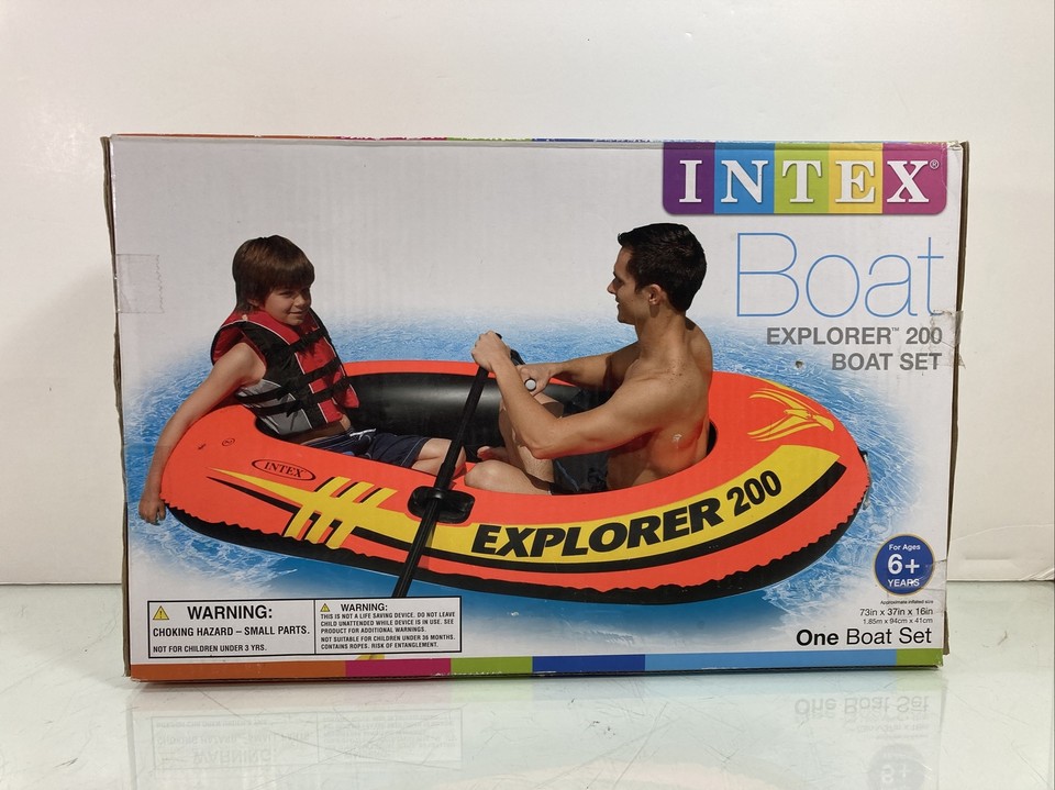 INTEX EXPLORER 200 INFLATABLE 2 Person River BOAT Raft Set W/ 2 Oars ...