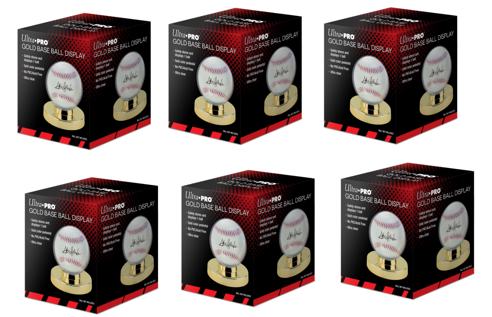 (Lot of 6) Ultra Pro Globe Baseball Holder Gold Pedestal Ball Display ...