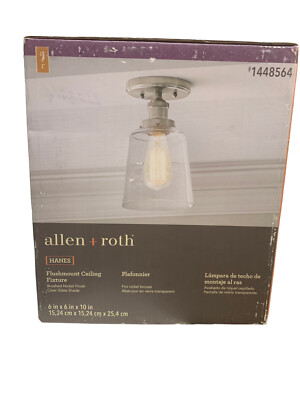 allen + roth, 6-in Brushed Nickel Hanes Metal Ceiling Light Mount | eBay