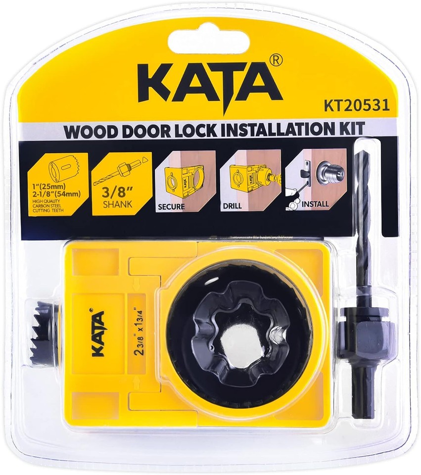 Door Lock Installation Kit Wood Metal Deadbolt Lockset Guide Hole Saw ...