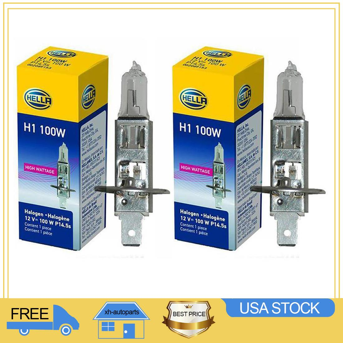2x H1 100W Hella Halogen Headlight Bulb Set 100 Watt Clear 12V 2000LM ...