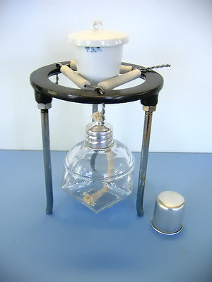 4.25 x 5" TRIPOD w/ TRIANGLE, CRUCIBLE & ALCOHOL BURNER | eBay