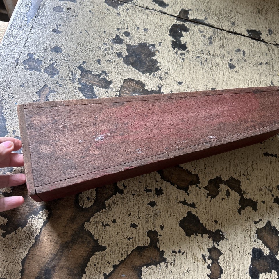 Primitive Slide Top Box. Unusual Shape . NO TOP. Red Paint. LOOK! | eBay