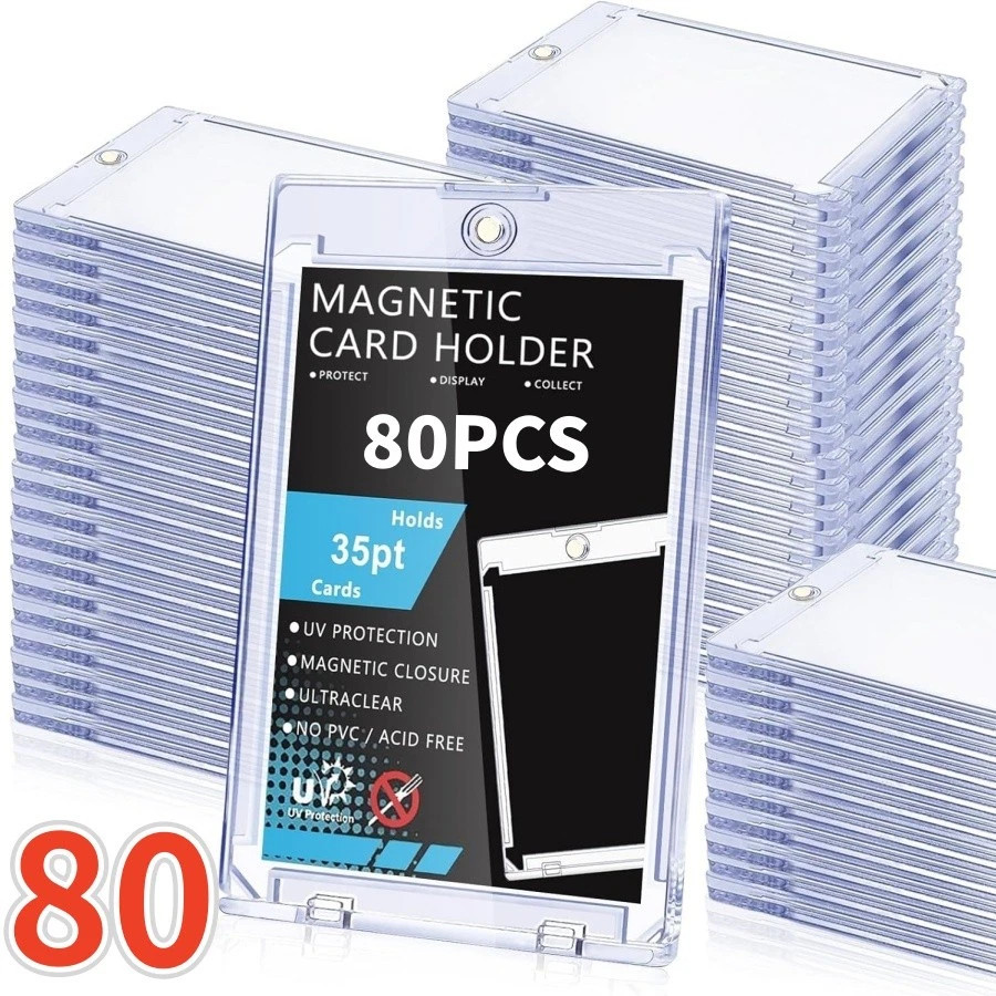 30-100P Magnetic Trading Sports Card Holders 35pt One-Touch Hard UV ...