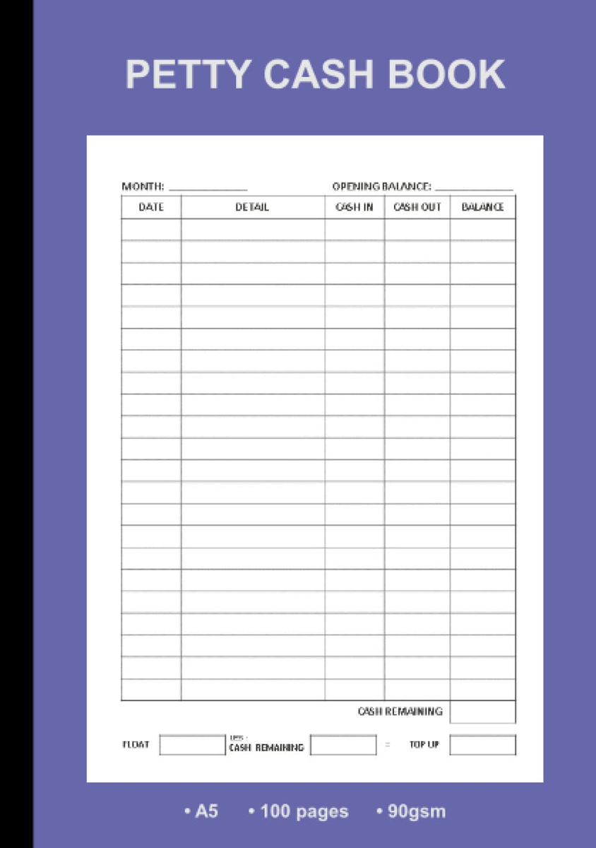 Petty Cash Log Sheet Template PETTY CASH LOG BOOK (A5/20 Pages) P219