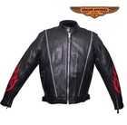 Mens Leather Motorcycle Racer Jacket With Flames | eBay