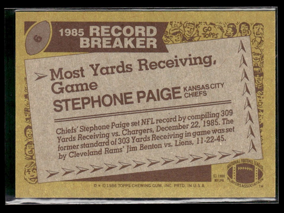 1986 Topps #6 Stephone Paige EX/NM | eBay