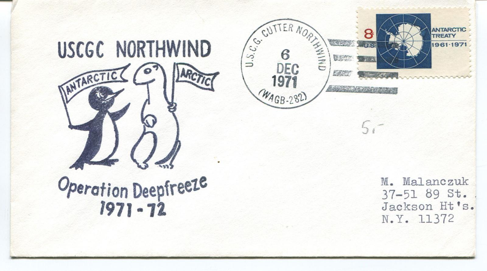 1971 USCGC Northwind WAGB-282 Deepfreeze New York Polar Antarctic Cover ...