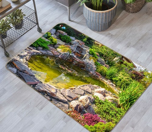 3D Creek Stone Grass ZHUA700 Game Non Slip Rug Mat Photo Carpet Amy ...